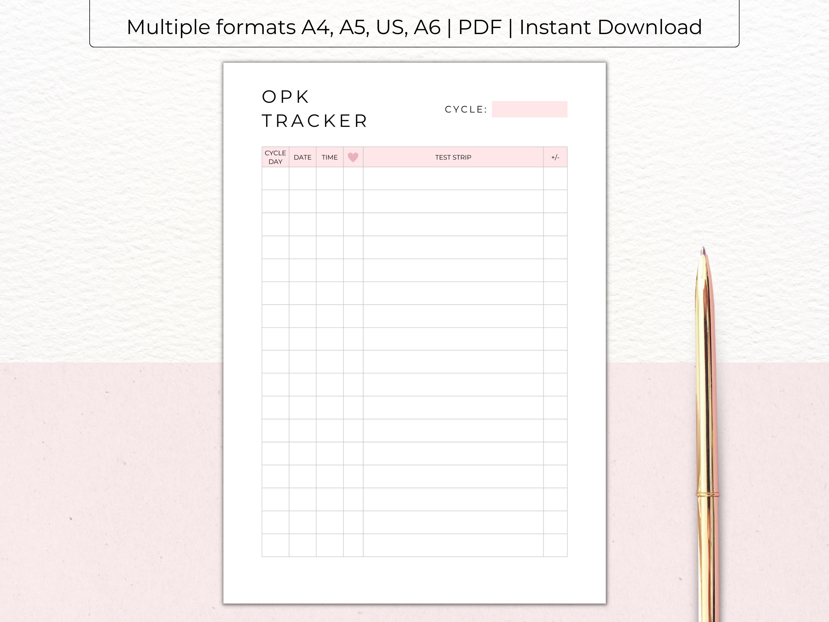OPK Test OVULATION TRACKER Printable - Fertility Tracker, Opk Ovulation ...