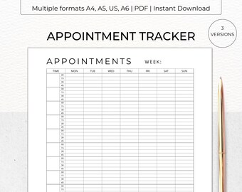 APPOINTMENT TRACKER Printable - 15 Min Interval Appointment Planner ...