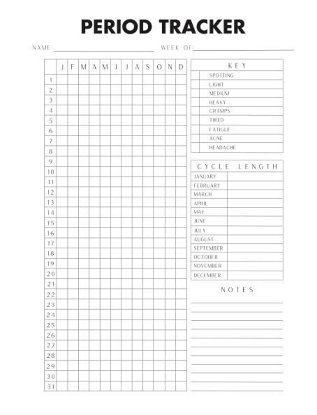 Health Page - Period Tracker - Etsy