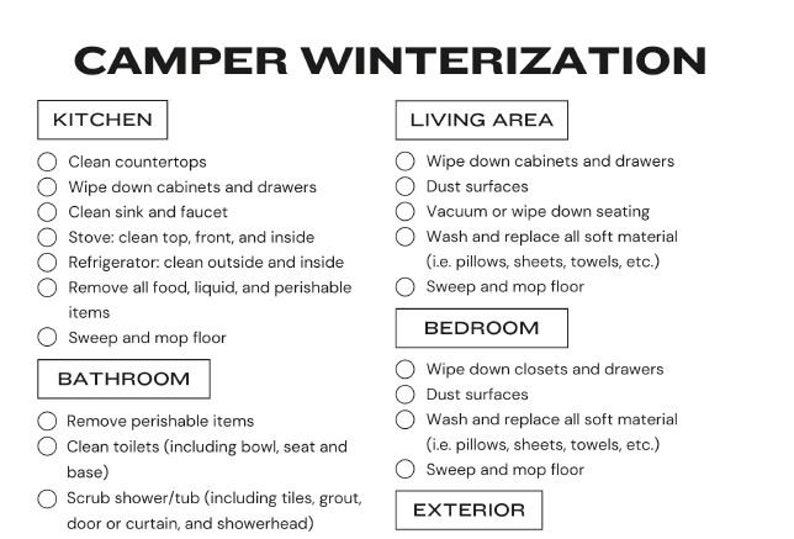 Camper Trailer Winterization Storage Checklist - Etsy