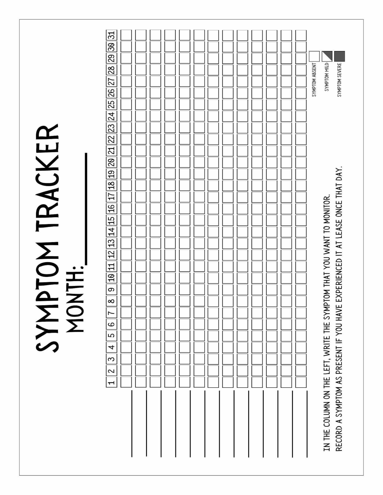 Symptom Journal Tracker Log - Etsy