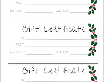 Winter and Holiday Blank Gift Certificates Red Bow - Etsy