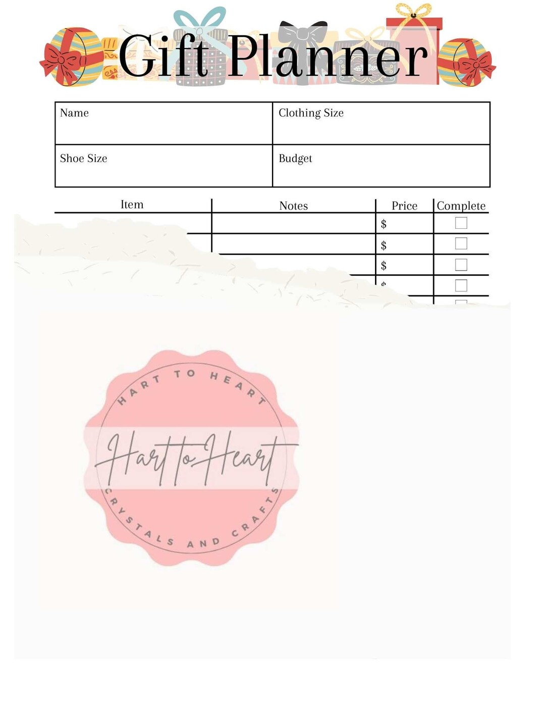 Gift Planner Printable | Holiday Shopping Organizer (digital Download ...