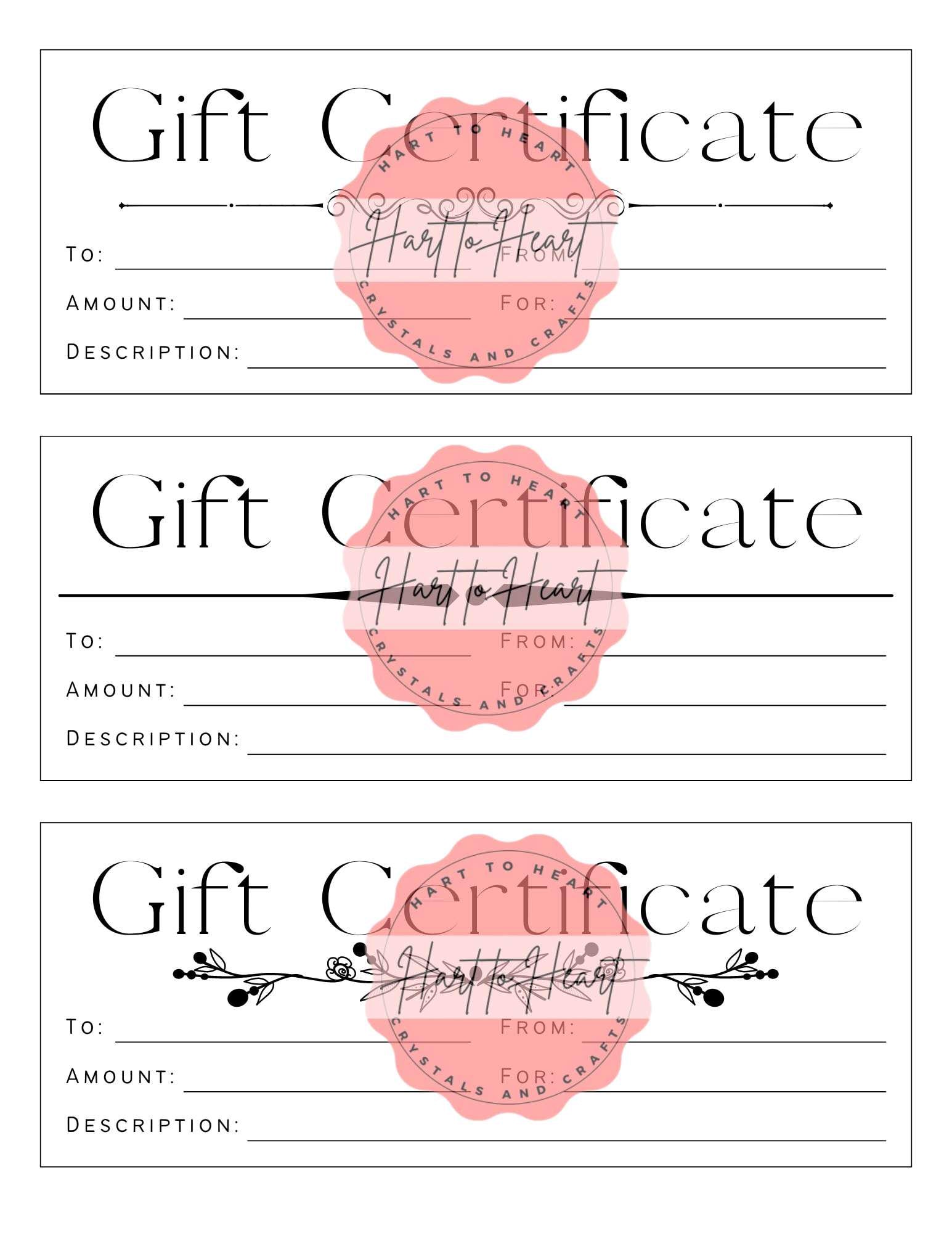Blank Gift Certificates - Simple Elegance - Etsy