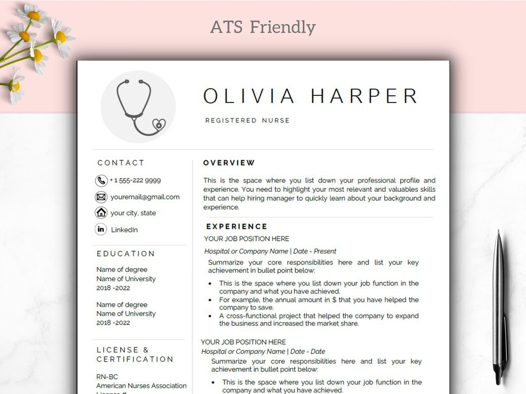 STUDENT NURSE RESUME, Modern Creative Word Nursing Medical Digital ...
