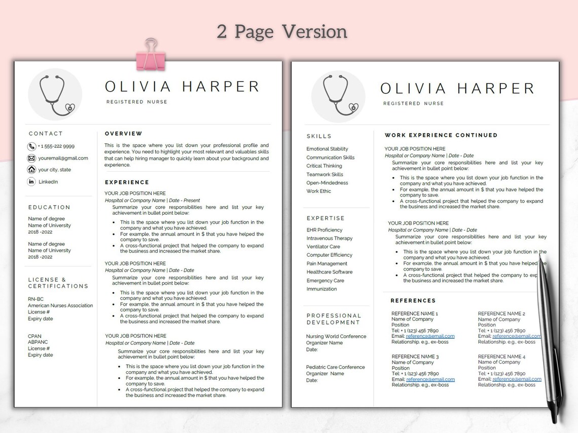 STUDENT NURSE RESUME, Modern Creative Word Nursing Medical Digital ...