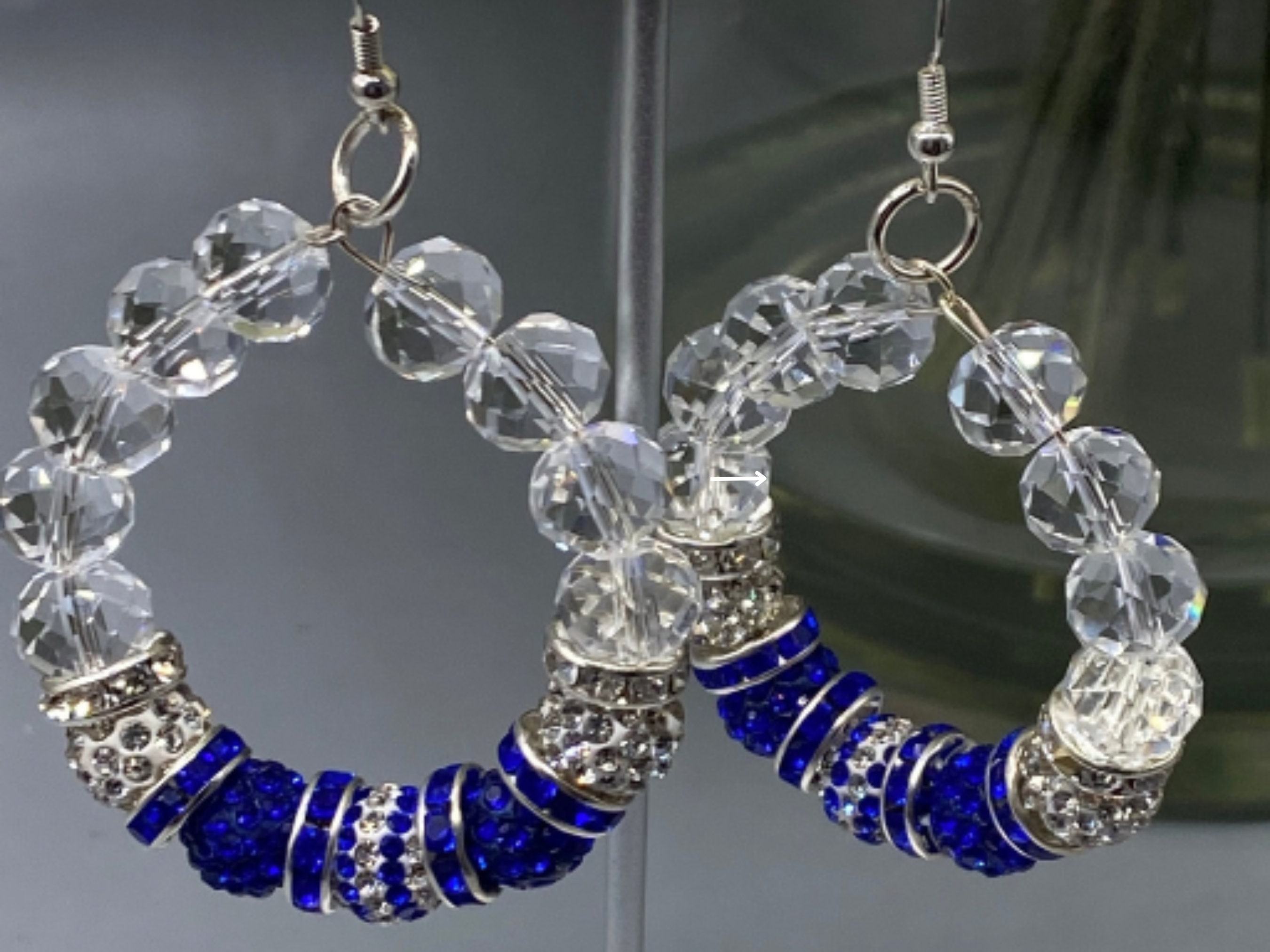 Royal Blue, White, Clear Crystal Hoops, Royal Blue, White, Clear ...