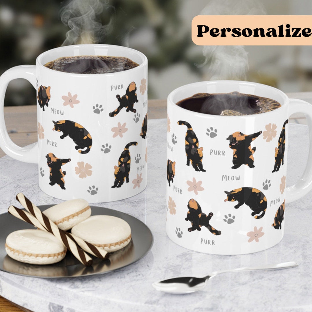 Custom Funny Cat Mug Gift for Tortie Cat Lover, Personalized ...
