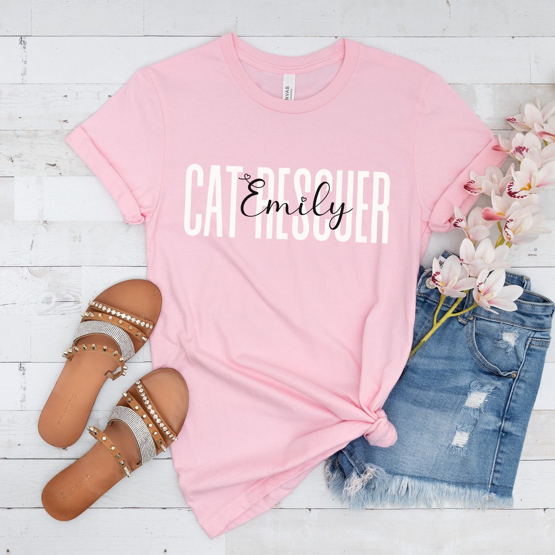 Personalized Cat Rescue Shirt Gift for Cat Lover, Custom Pet Rescue T ...
