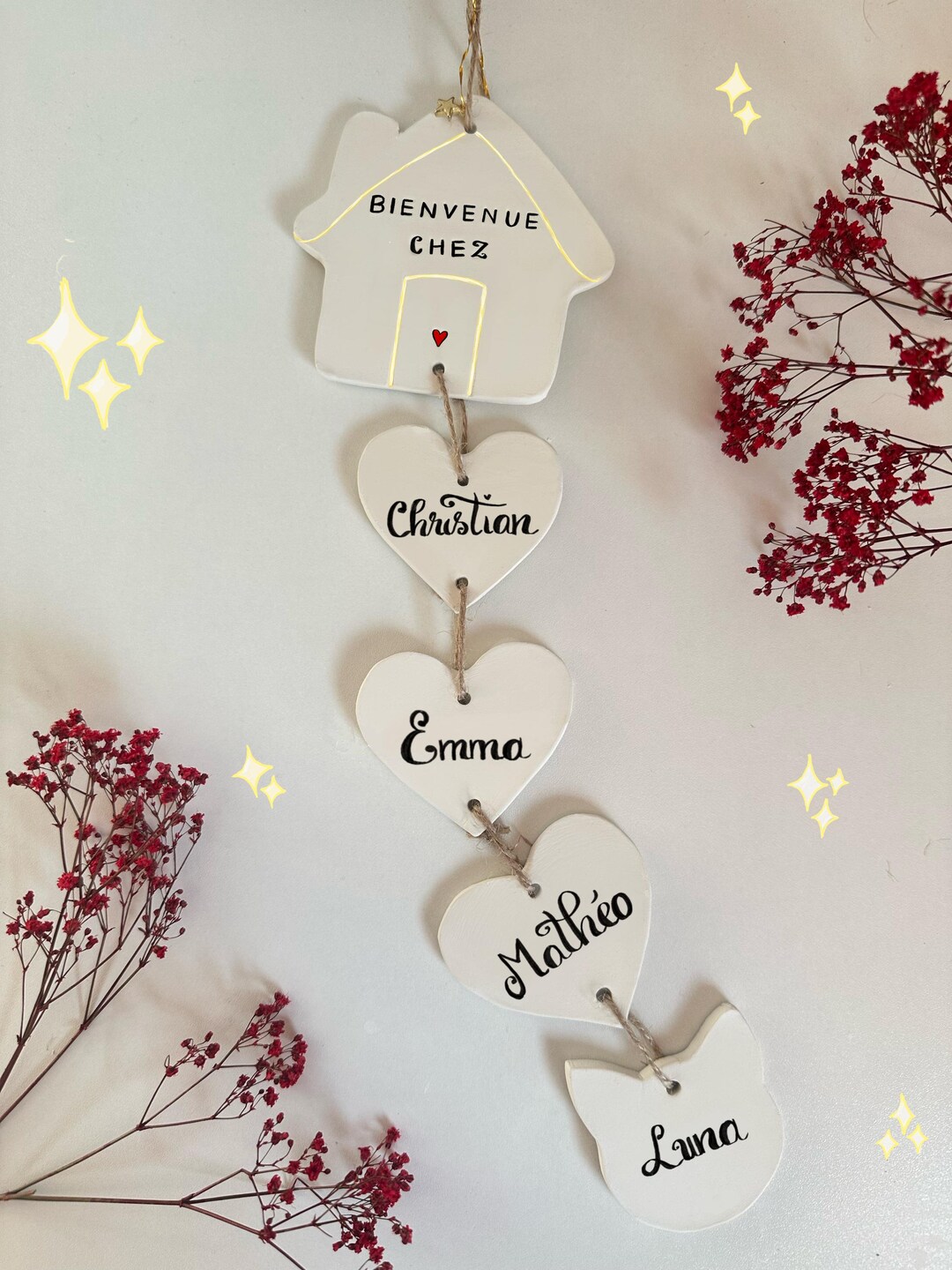 Hanging Decoration With Family Names - Family Wall Hanging - Gift for ...