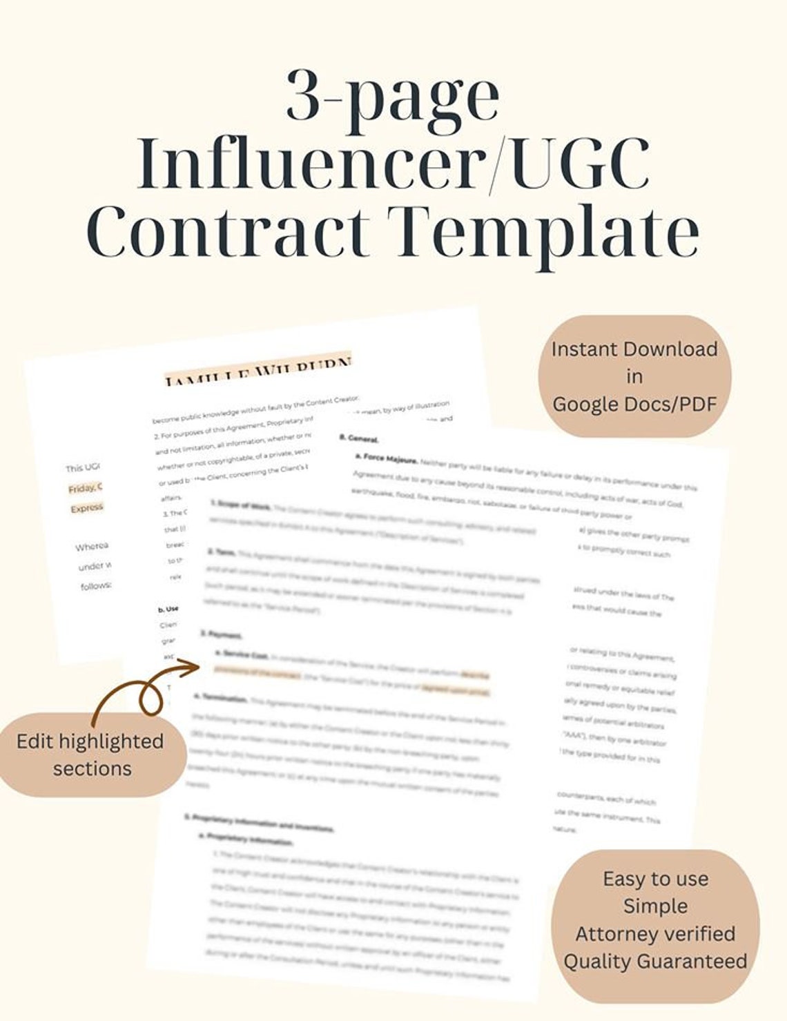 UGC Creator Contract Template Attorney Reviewed Approved Etsy