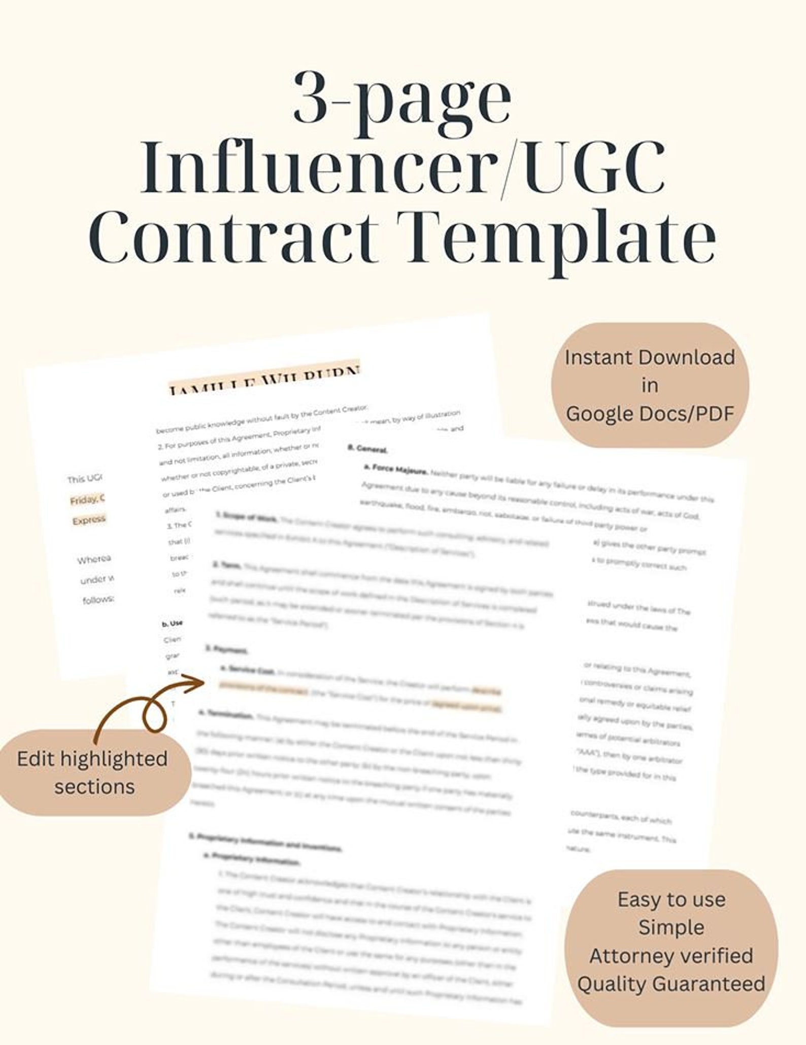 UGC Creator Contract Template Attorney Reviewed & Approved - Etsy