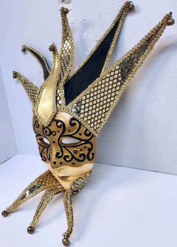 Jester Mask, Collector Mask, 18 in., Vintage Mask, Th… - Gem