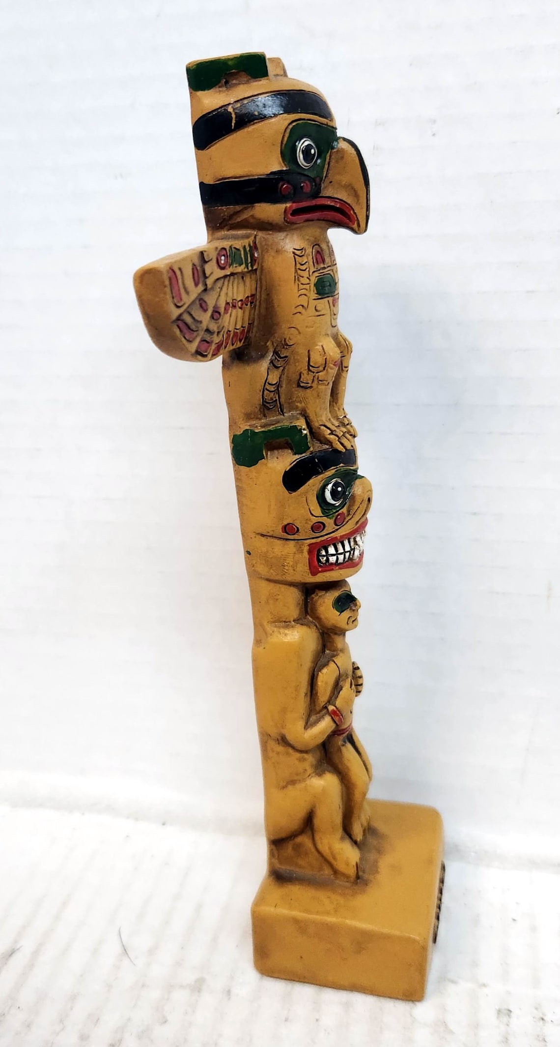Boma Totem Pole, Vintage Totem, Faux Wood Resin, Hand Painted, Native ...