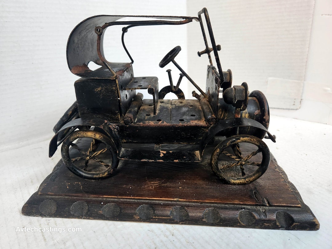 Antique Display Car, Scrap Metal Art, Handmade, Nuts & Bolts Car ...