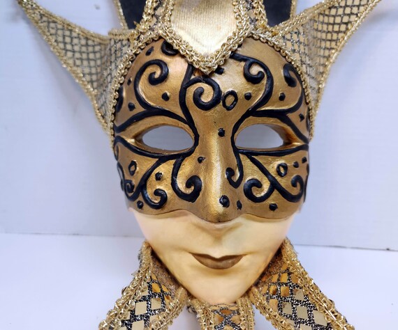 Jester Mask, Collector Mask, 18 in., Vintage Mask, Th… - Gem