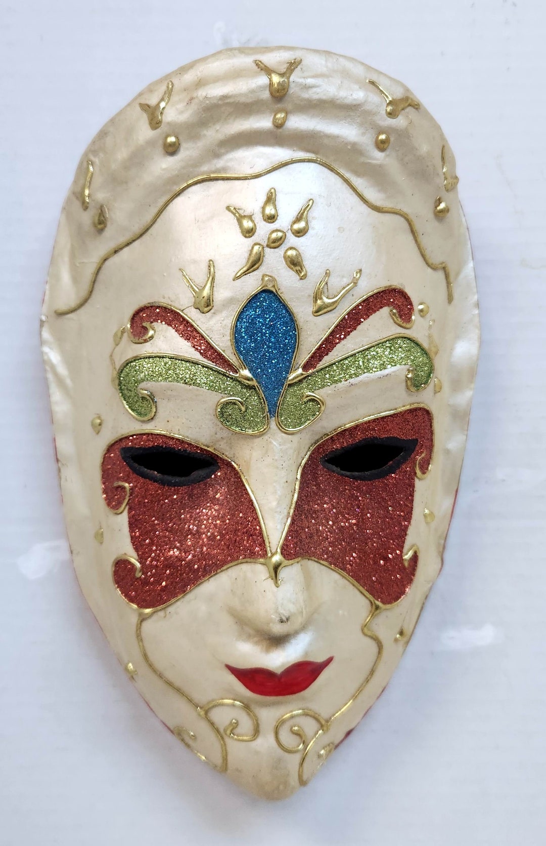 Paper Mask, 11 In, Vintage Mask, Full Face, Theatre Mask, Mardi Gras ...