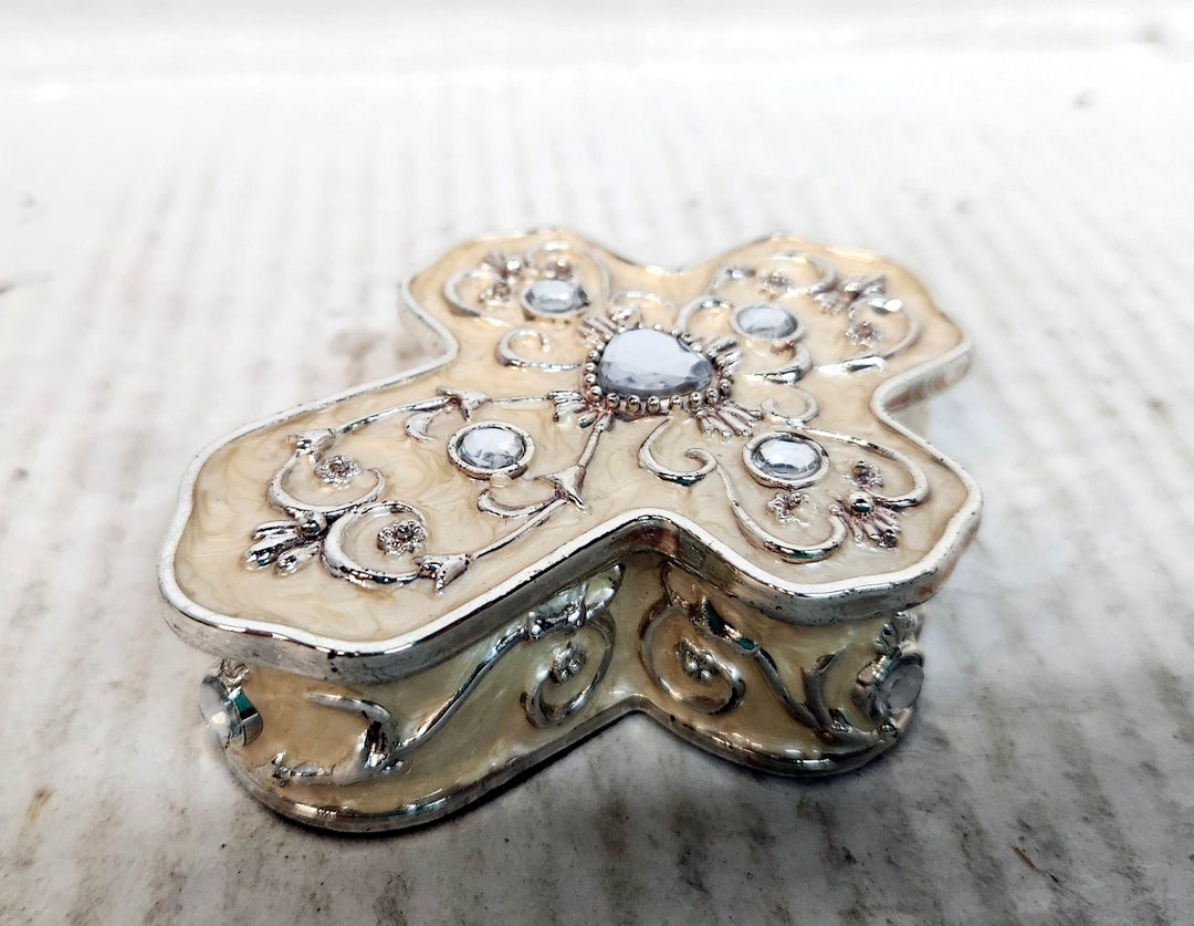 Cross Jewellery Holder, Mini Cross Container, Jewellery Box, Ornate ...