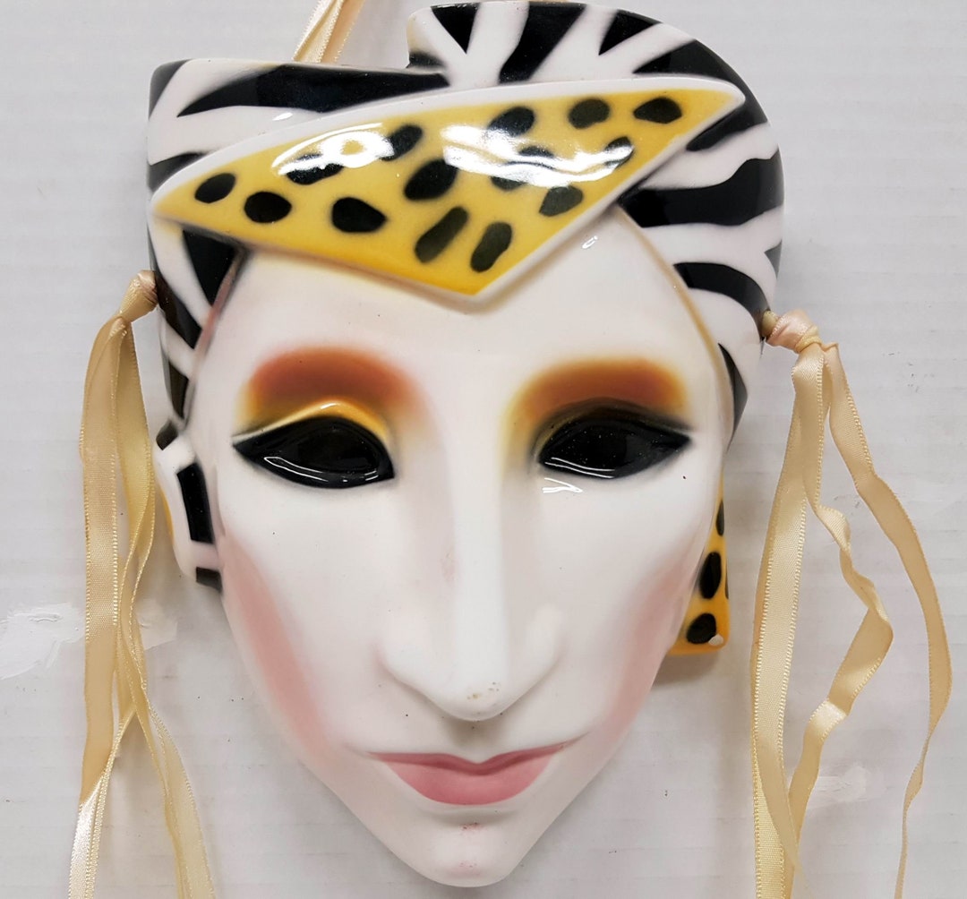 Porcelain Mask, Mardi Gras Mask, 7in., Vintage Mask, Theatre Mask ...