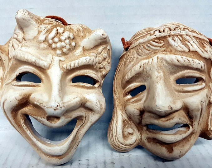 Happy Sad Mask, 4.5in., Comedy Mask, Tragedy Mask, Ceramic Masks, Made ...