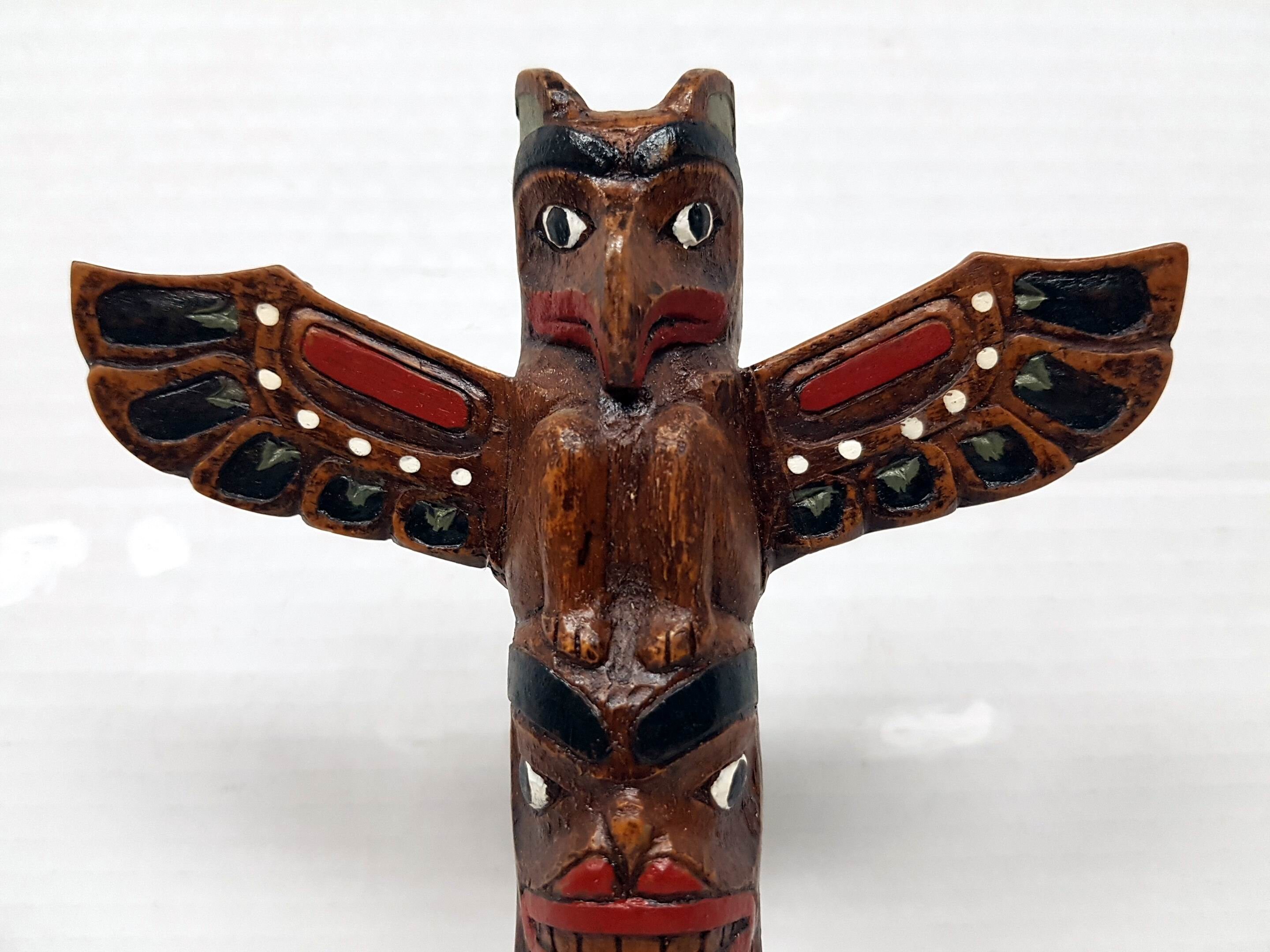 Boma Totem Pole, Vintage Totem, Faux Wood Resin, Hand Painted, Native ...