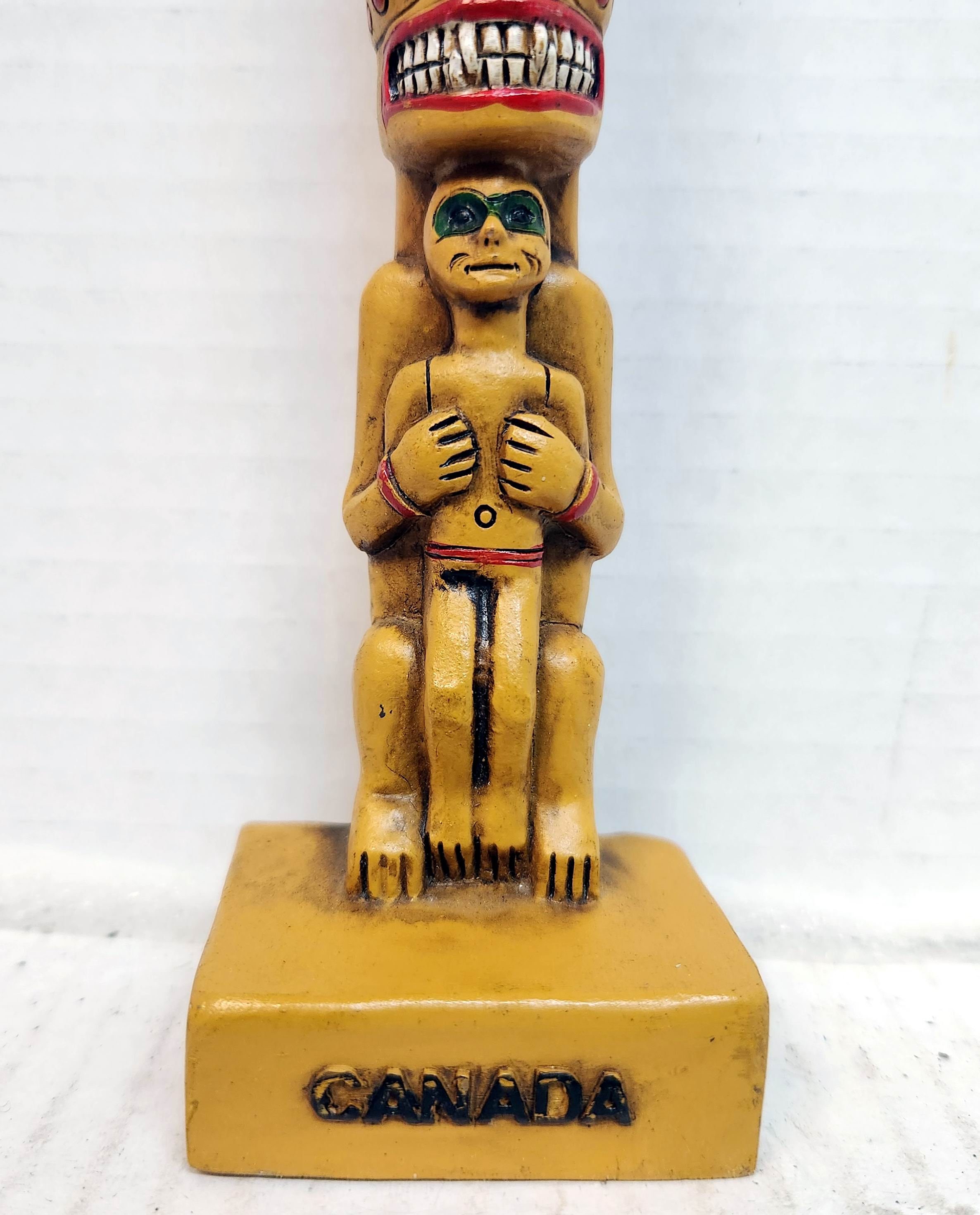 Boma Totem Pole, Vintage Totem, Faux Wood Resin, Hand Painted, Native ...