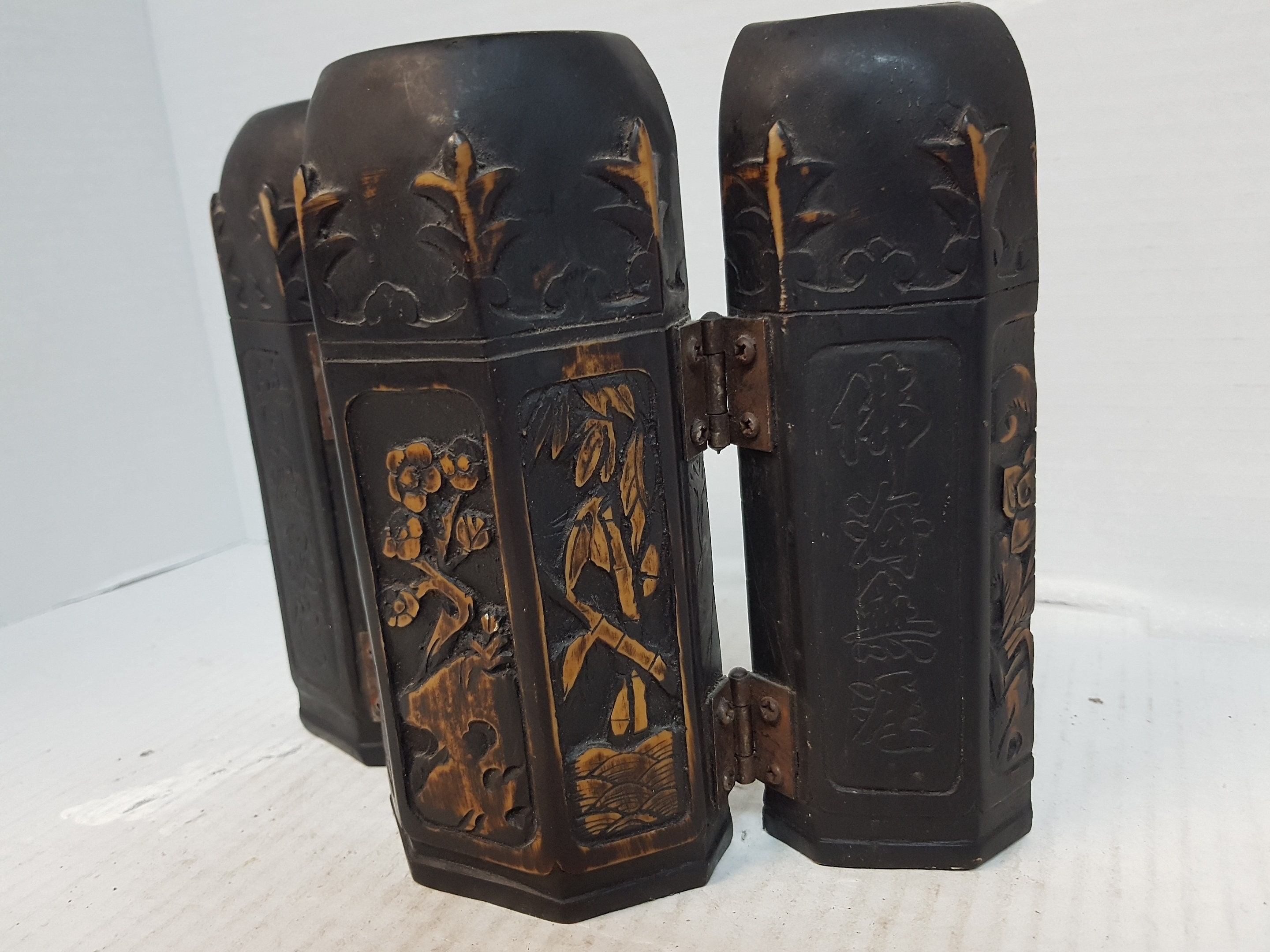 Tri-temple Buddha Carving, Hinged Temple Like, Wooden Buddha Display ...