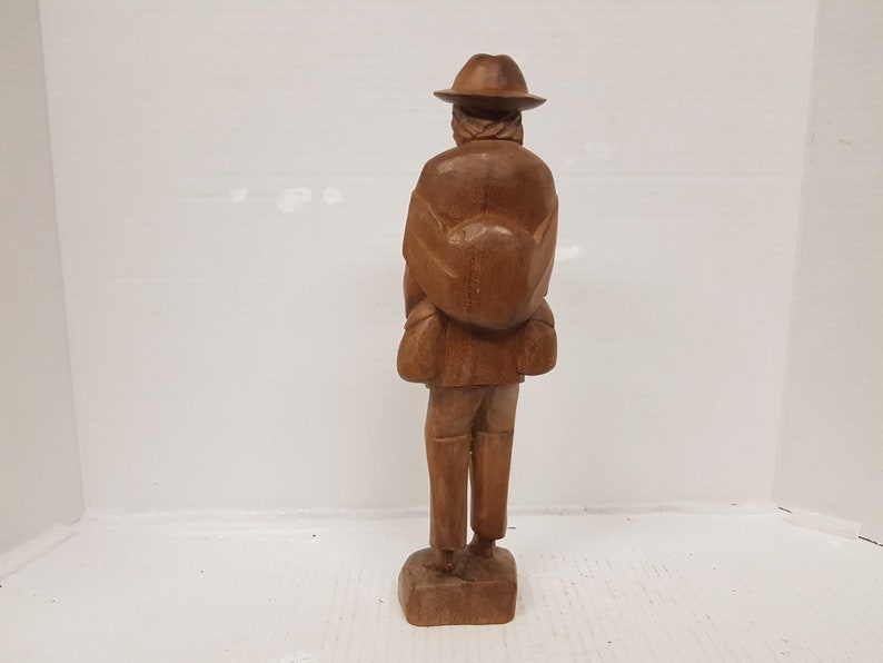 Old Man With Bag, Wood Carving, Wooden Old Man, Wood Carving Gift, for ...