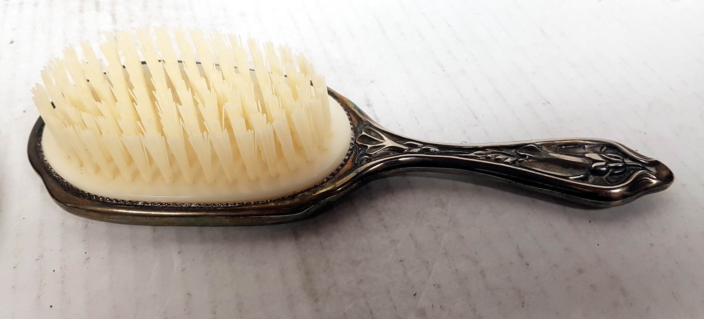 Vintage Mirror-brush Set, 2 Piece Set, Silver Plated Mirror-brush, Hair ...