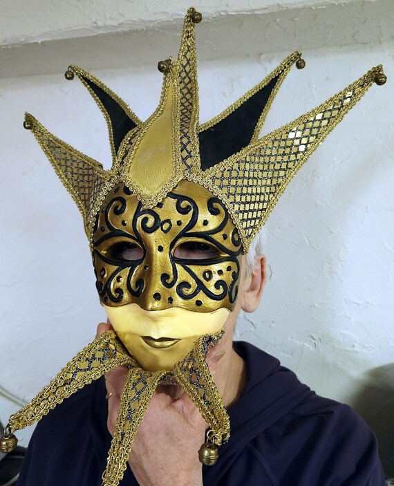 Jester Mask, Collector Mask, 18 in., Vintage Mask, Th… - Gem