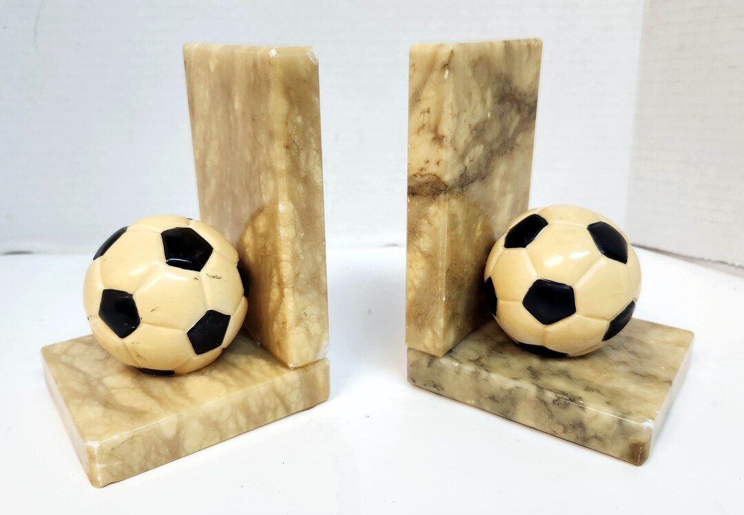 Soccer Bookends, Alabaster Bookends, Made in Italy, Vintage Bookends ...