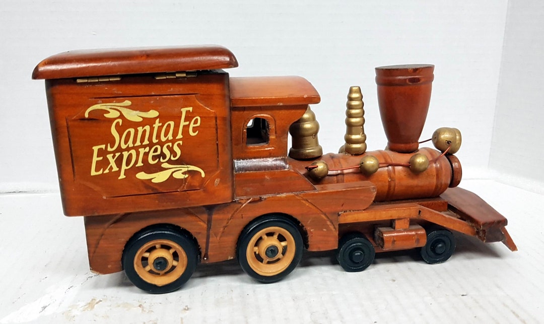 Santa Fe Express, Wood Train Engine, Wood Train, Stash Box, Vintage ...