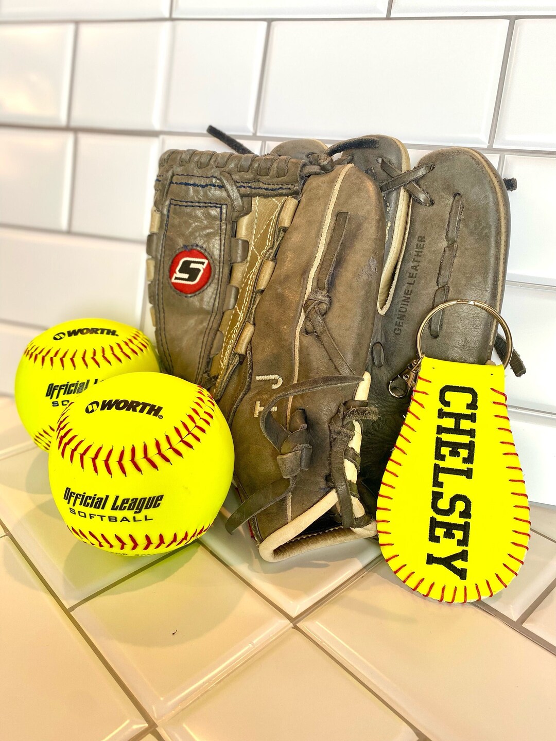 Softball Keychain, Custom Softball Gift, Father's Day Gift, Mother's ...