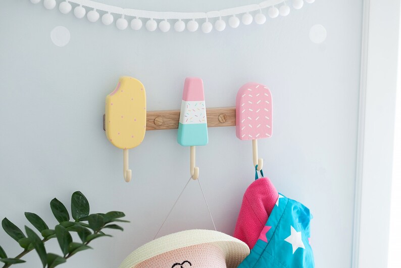 Cute Wall Hanger With Wooden Ice Cream Hooks Coat Rack - Etsy