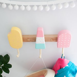 Cute Wall Hanger With Wooden Ice Cream Hooks Coat Rack - Etsy