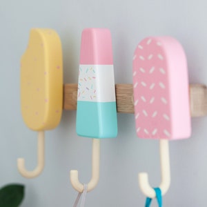 Cute Wall Hanger With Wooden Ice Cream Hooks Coat Rack - Etsy