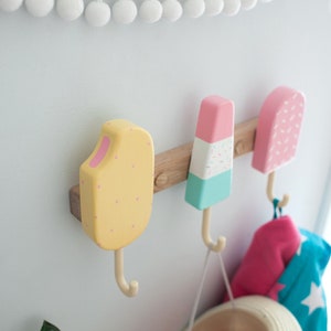 Cute Wall Hanger With Wooden Ice Cream Hooks Coat Rack - Etsy