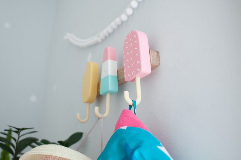 Cute Wall Hanger With Wooden Ice Cream Hooks Coat Rack - Etsy