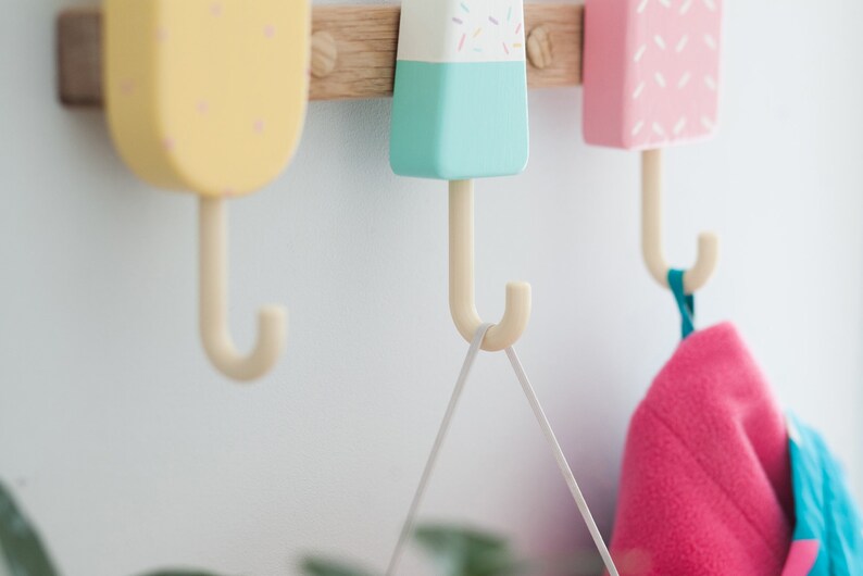 Cute Wall Hanger With Wooden Ice Cream Hooks Coat Rack - Etsy