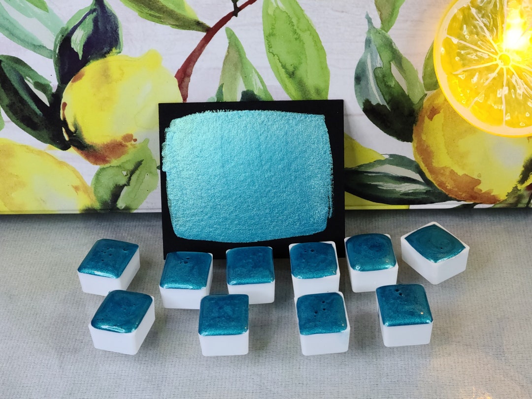 Handmade Watercolor Chrome Metallic Teal Paint ~tropical Tides~ - Etsy