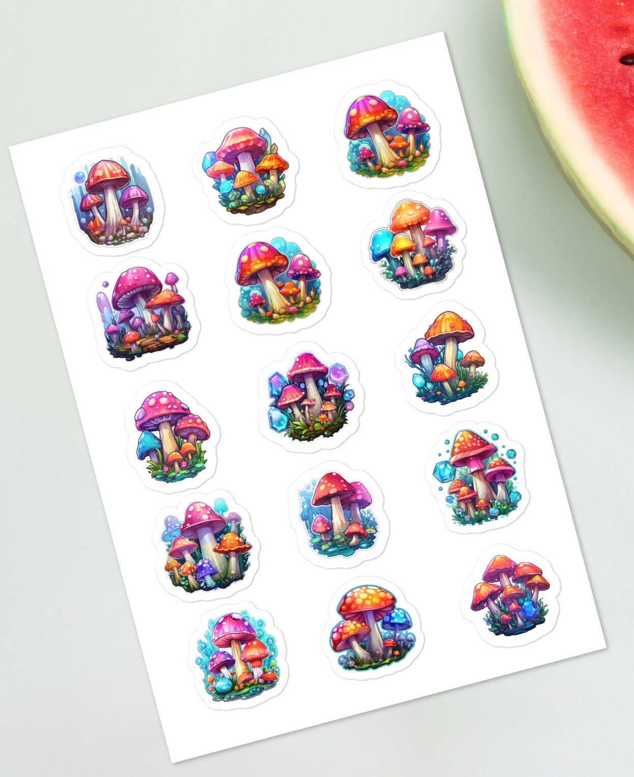 Mushroom Sticker Sheet Fungi-themed Sticker Pack Cute & Fun Decals ...