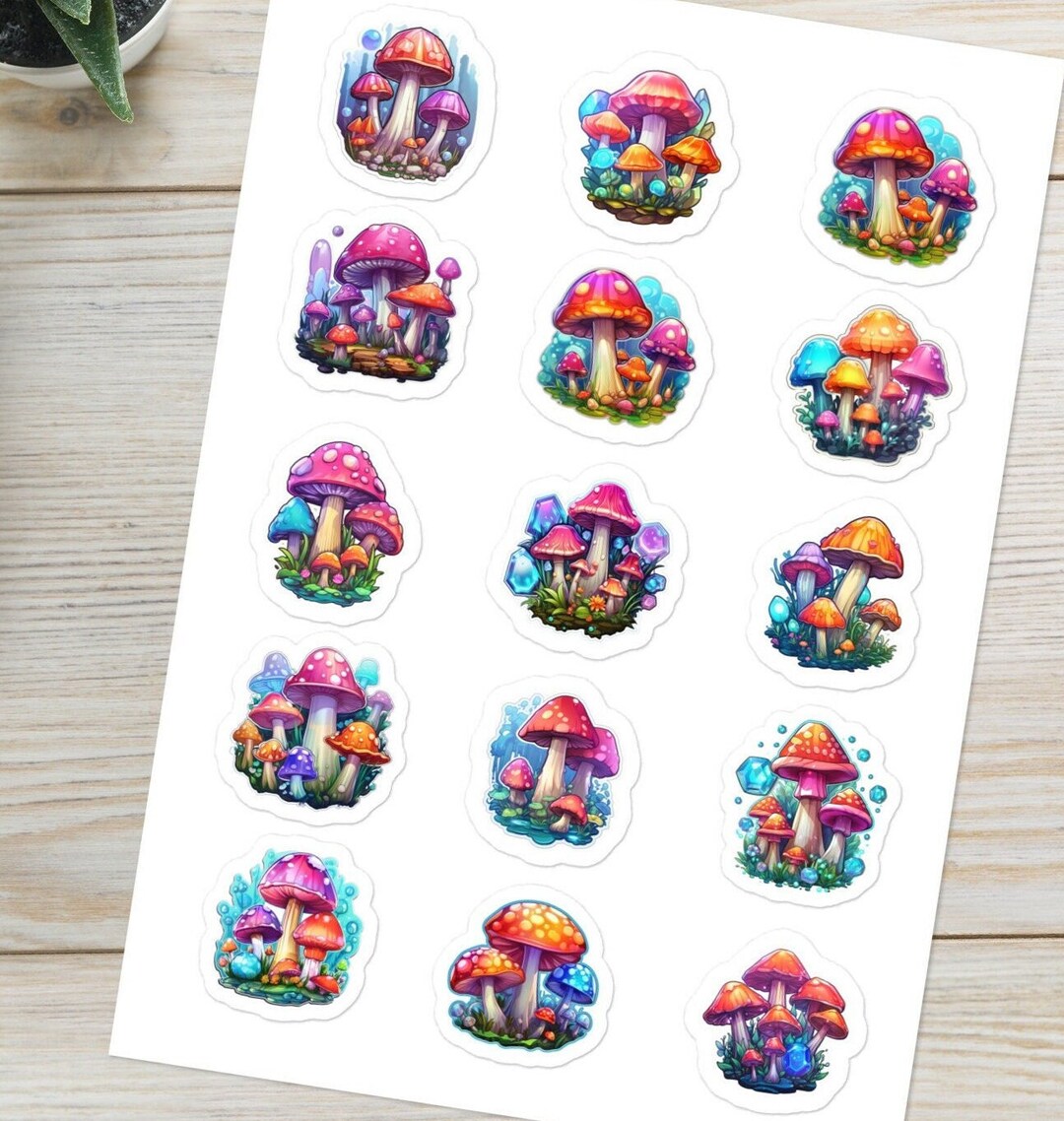 Mushroom Sticker Sheet Fungi-themed Sticker Pack Cute & Fun Decals ...