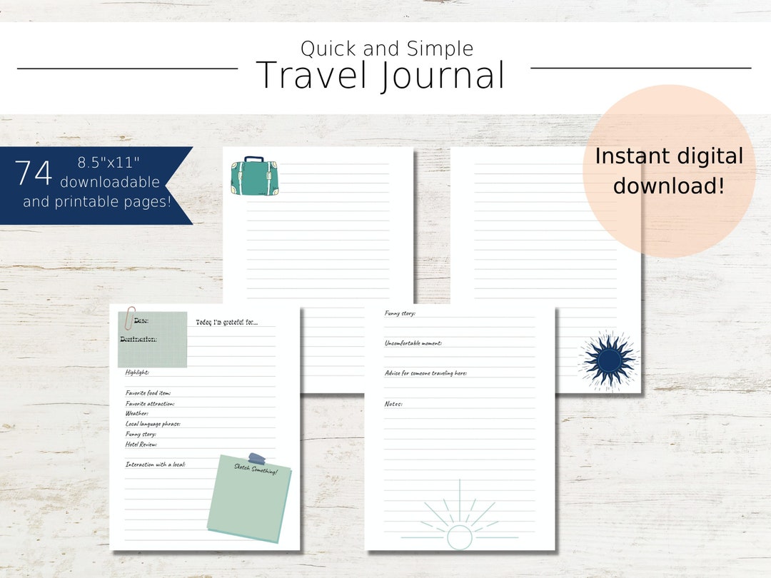 Simple Digital Travel Journal With Prompts Travel Journal - Etsy