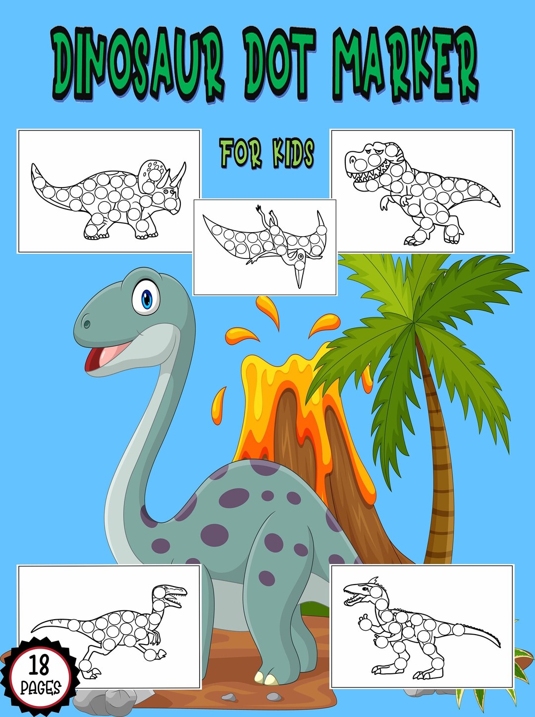 Dinosaur Dot Makers Printable Coloring Pages Dinosaurs for - Etsy