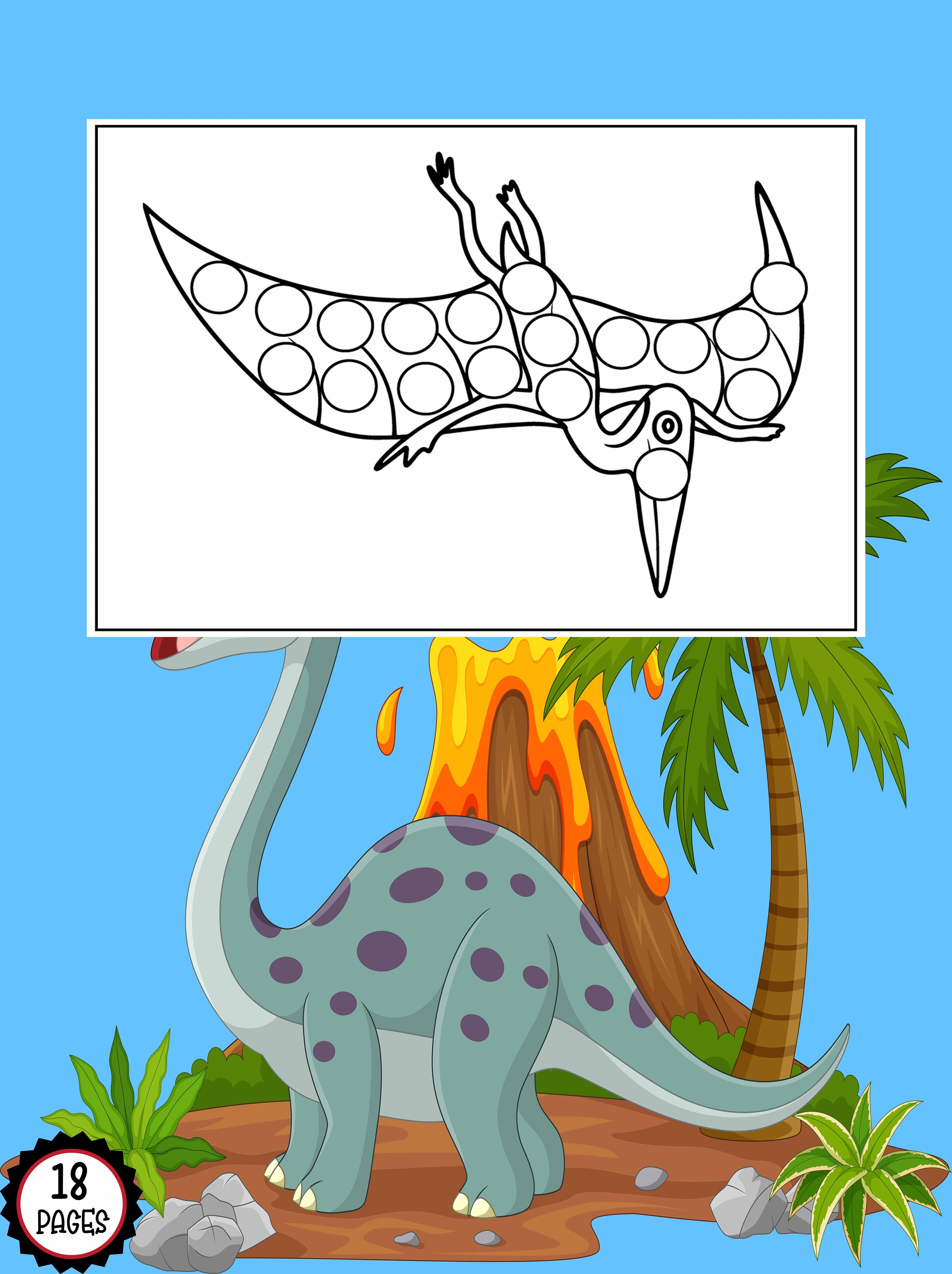 Dinosaur Dot Makers Printable Coloring Pages Dinosaurs for - Etsy