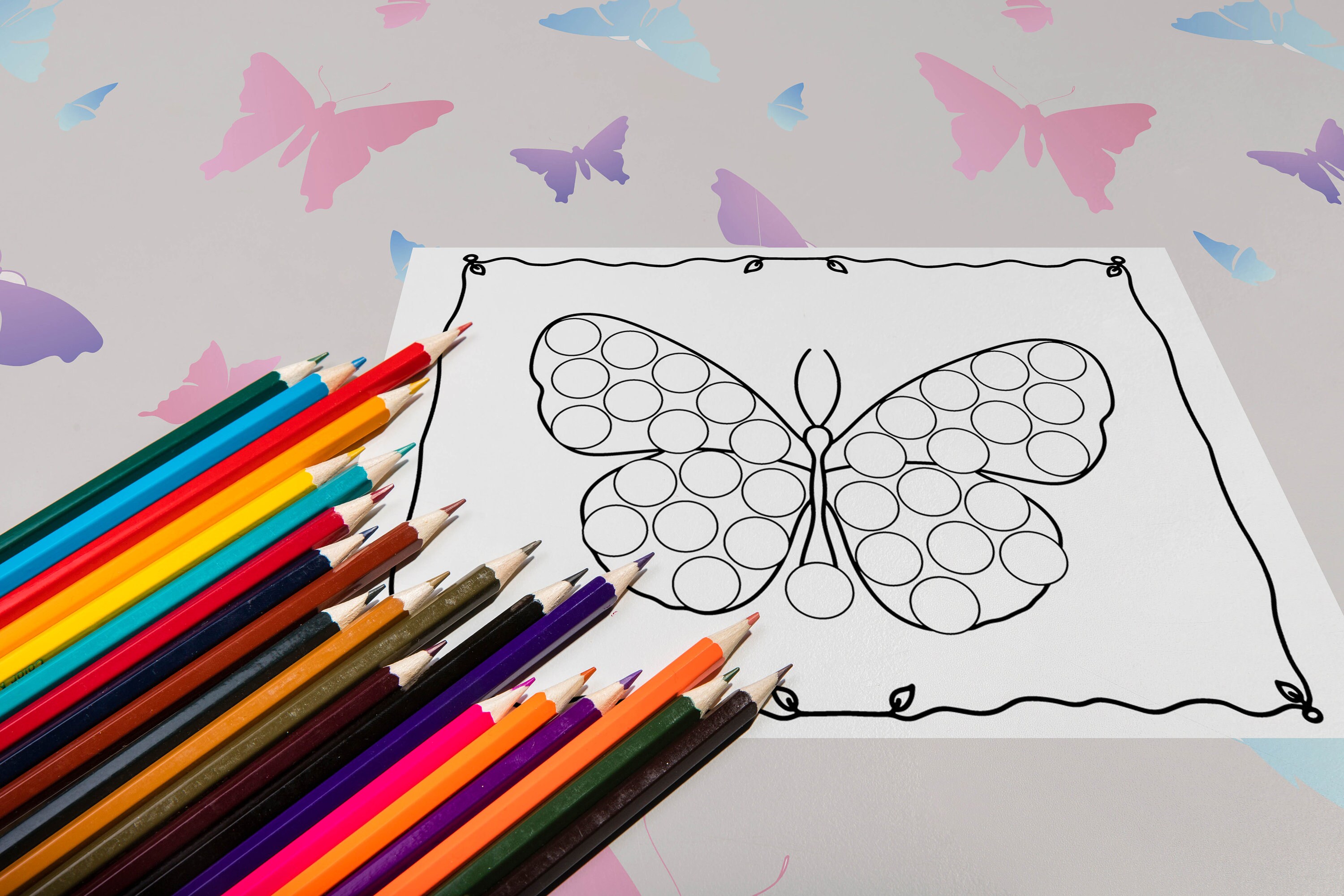 Butterflies Dot Marker Coloring Pages, Printable Coloring Activity ...