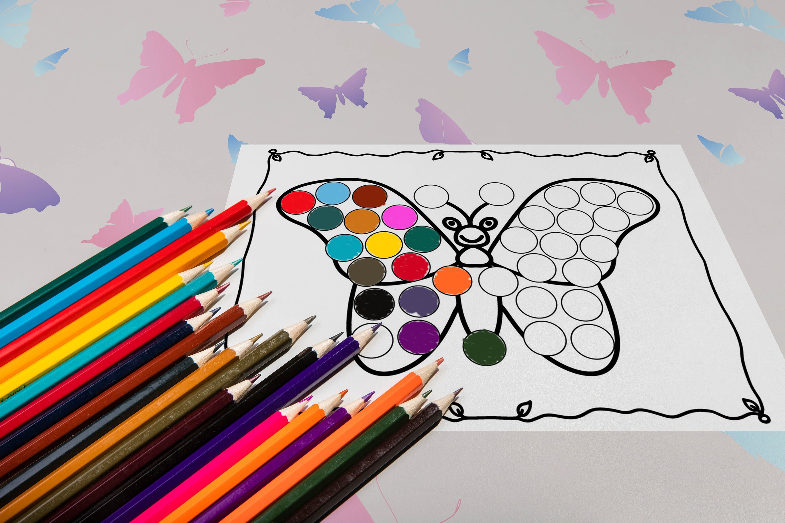Butterflies Dot Marker Coloring Pages, Printable Coloring Activity ...