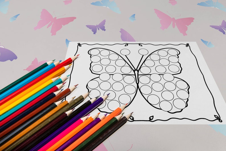 Butterflies Dot Marker Coloring Pages, Printable Coloring Activity ...