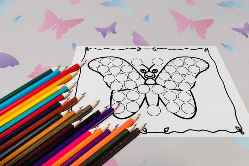 Butterflies Dot Marker Coloring Pages, Printable Coloring Activity ...