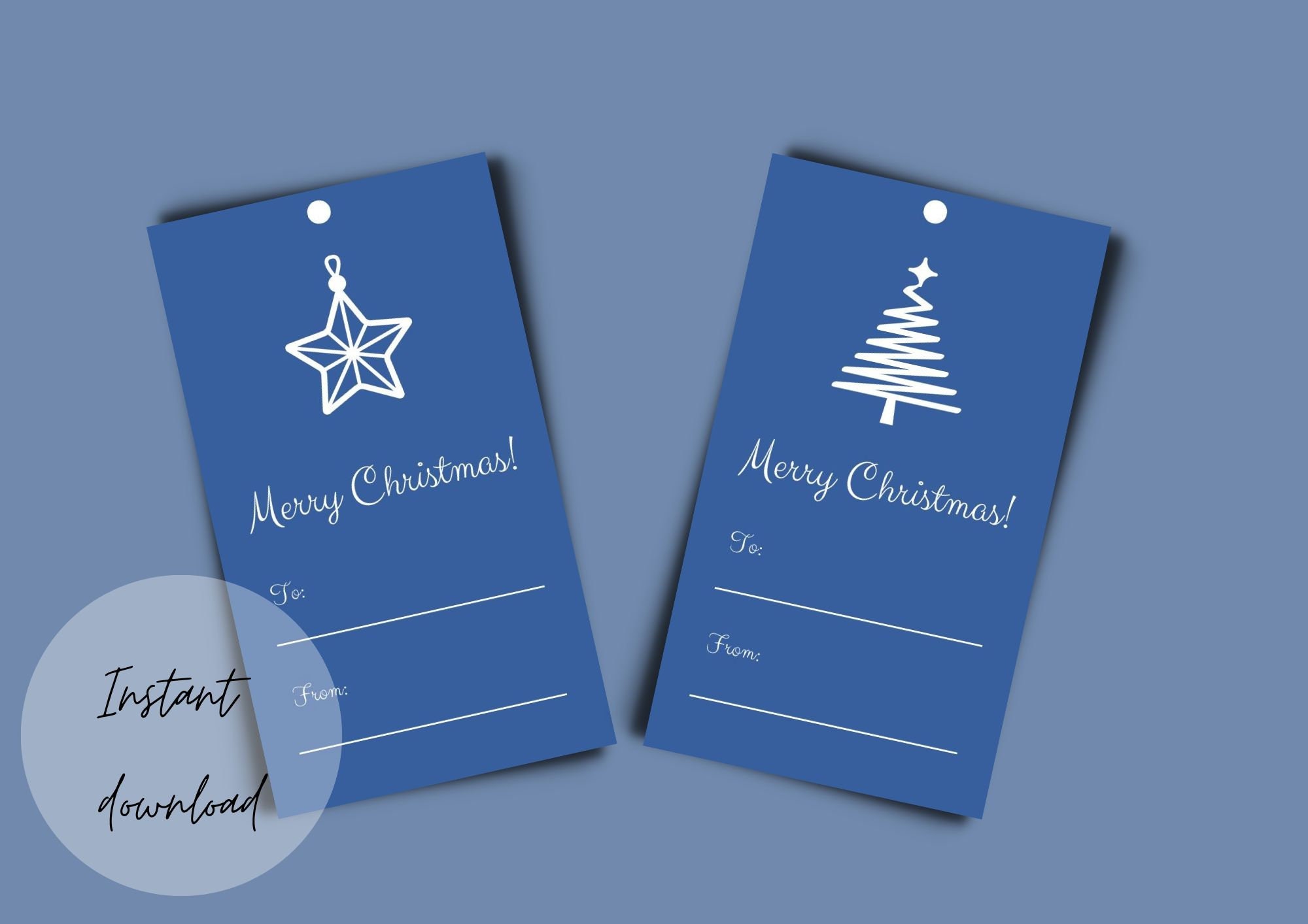 Printable Christmas Gift Tags Instant Download Digital Tags Blue Merry ...
